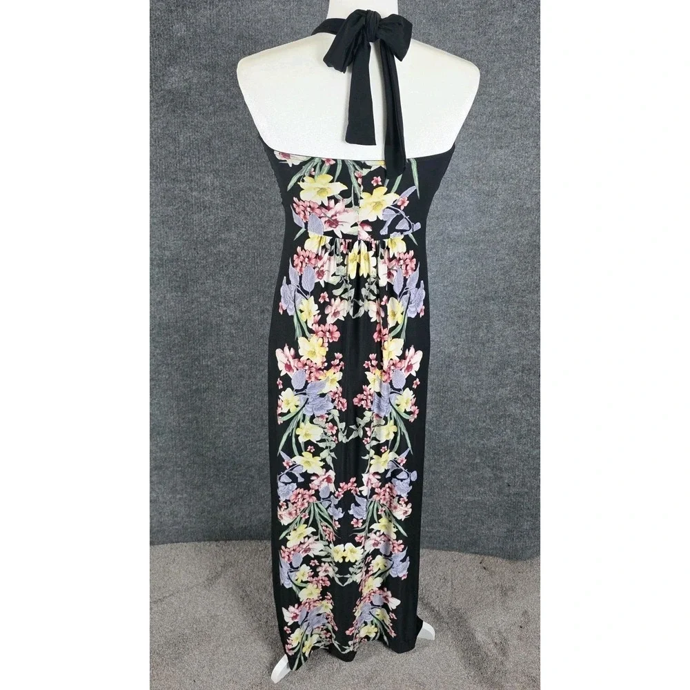 Soma | Dresses | Soma Maxi Dress Womens M Black Floral Halter Resort ...